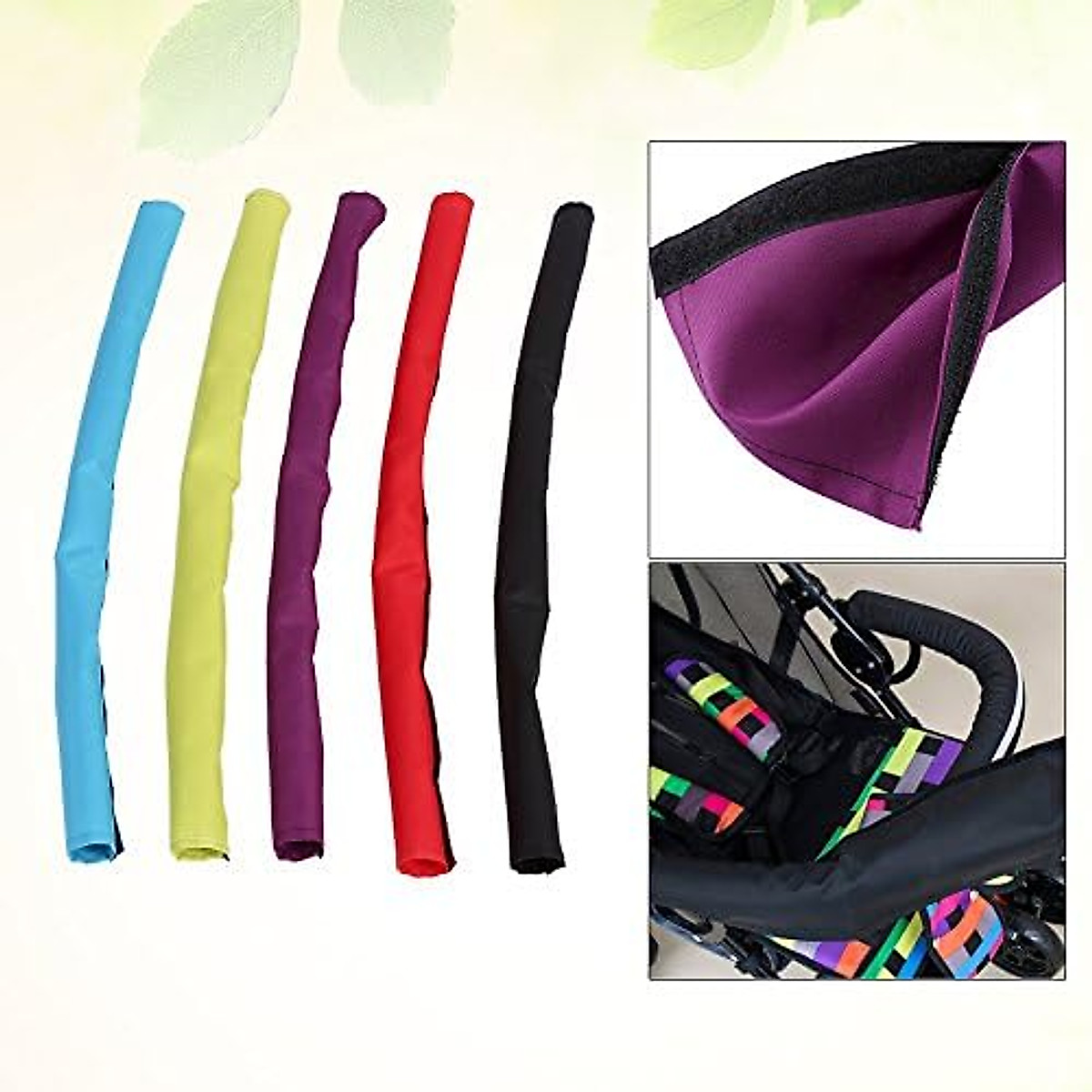 (Pack of 2) Baby Pushchair Stroller Handle Bar Cover Infant Toddler Pram Bumper Bar Dust-Proof Handle Sleeve(Black)