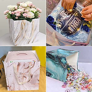 Yerpkefey 11.8" Large Gift Bags，Square Reusable Gift Bags Large for Birthday Wedding Christmas Presents Doll (White Gold)