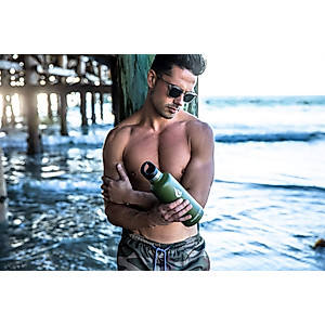 HYDRO CELL Stainless Steel Water Bottle with Straw & 2 Standard Mouth Lids (32oz 24oz 20oz 16oz) Keeps Liquids Hot or Cold w/Double Wall Vacuum Insulated Leak Proof Sport Design (Army 32oz)