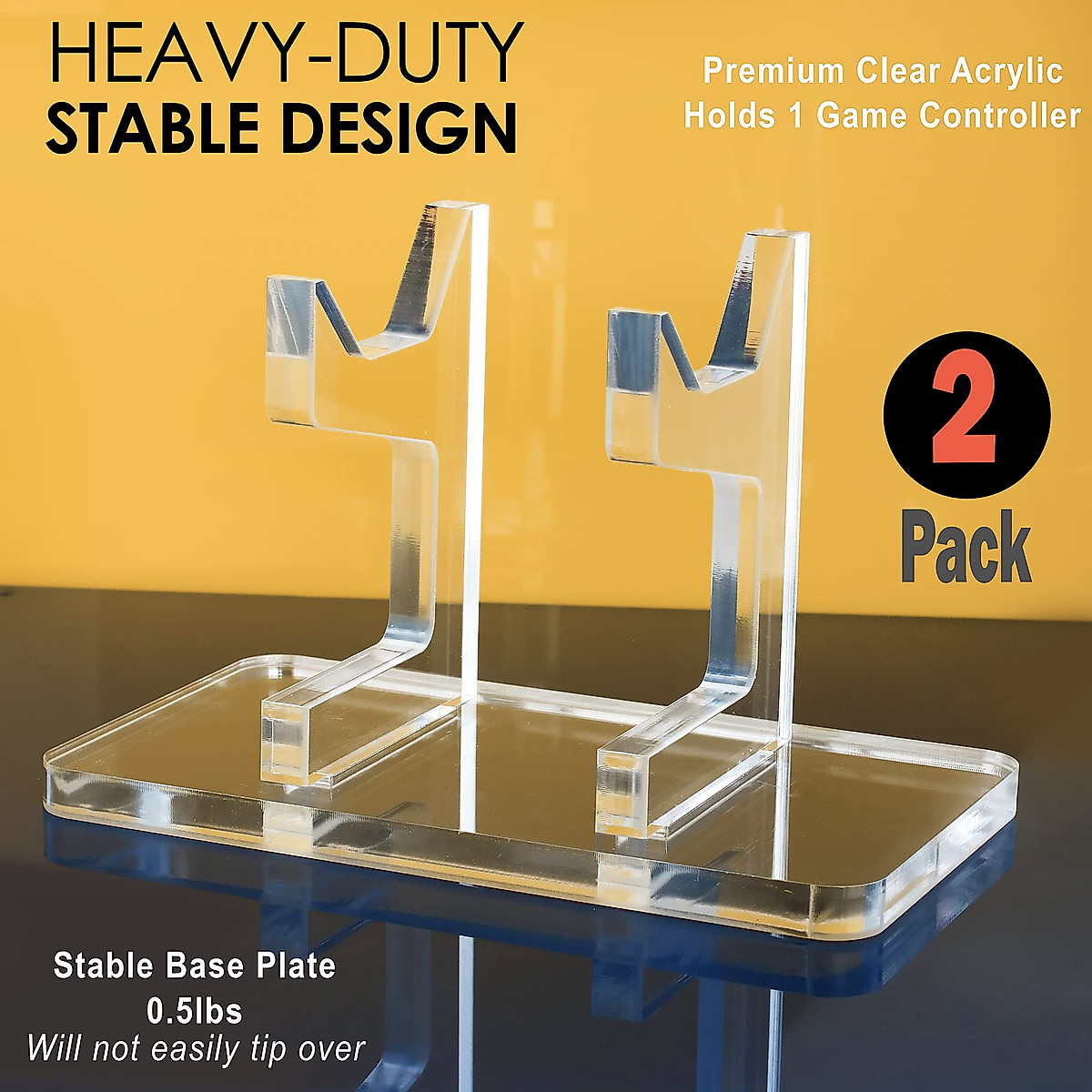 JDS Transparent Acrylic Universal Controller Stand for PS4, PS5, Xbox, Switch Consoles - Gaming Controller Holder for Storage, Organization & Display- 2 Pack