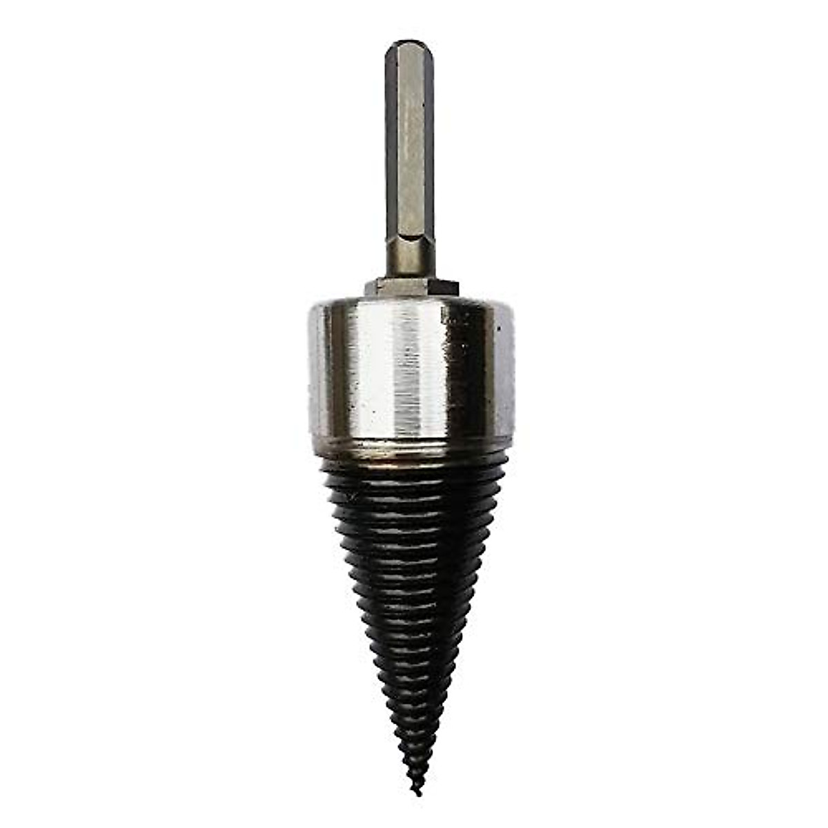 32/42mm Wood Splitting Drill Bit, Black Carbon Steel Hex Shank Screw Splitting Cone Twist Firewood Drill Bit, for Family, Outdoor, Camping, Farm (42mm)