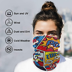 Headwear Bandana Retro Pop Art Comic Face Scarf Cover Mask Headband Neck Gaiter Dust Sun Protection Balaclava