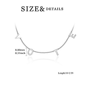 Vote Necklace s925 Sterling Silver Michelle Obama Initial Letter Vote Pendant Necklace Jewelry Gifts for Women Teen Girls Birthday