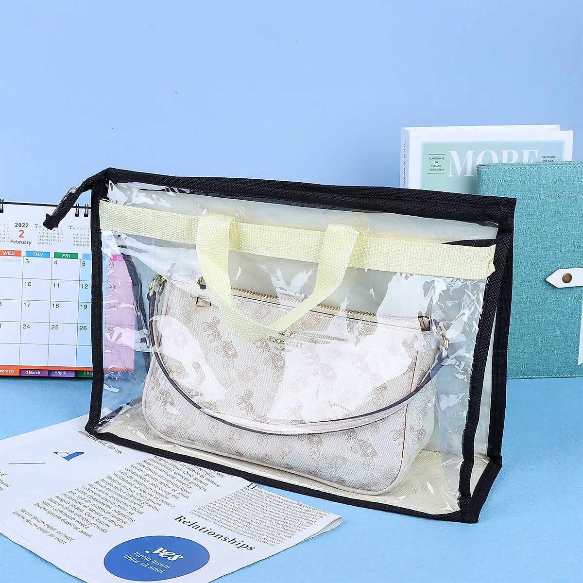 Droutti 8 Pack Handbag Dust Bags Transparent Hanging Purse Organizer Wallet Storage Bag 4 Sizes Clear Handbag Organizer Dust Bags for Closet Shelf