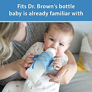 Dr. Brown's Milestones Narrow Sippy Spout Bottle with 100% Silicone Handles, Easy-Grip Handles with Soft Sippy Spout, 8oz/250mL, Pink & Turquoise, 2-Pack, 6m+