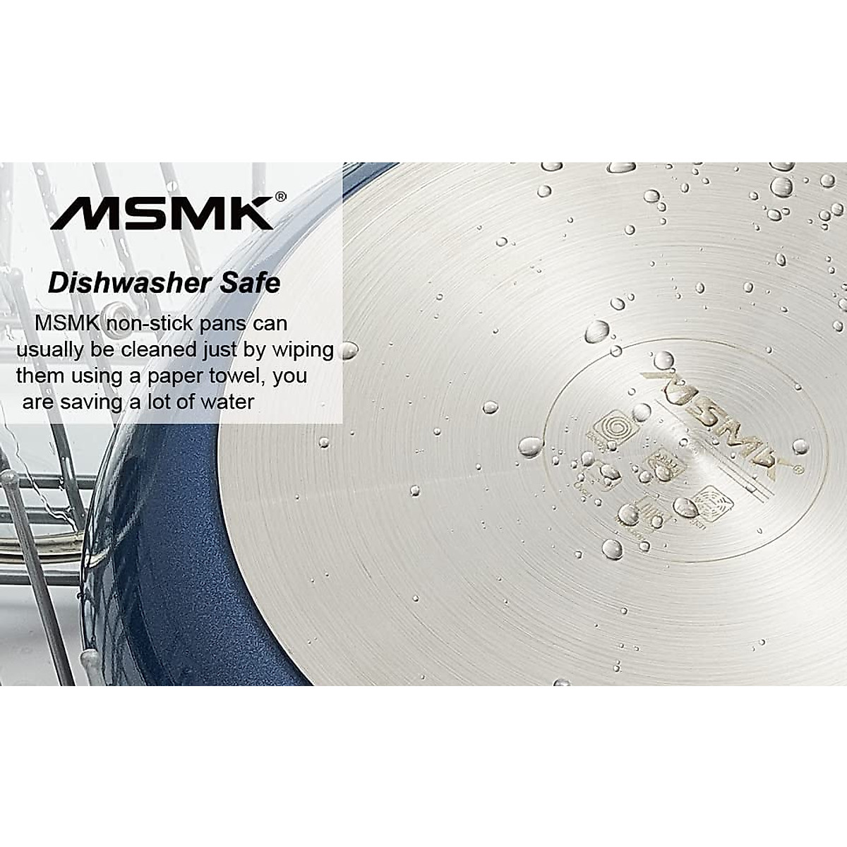 MsMk Small Nonstick Frying pan Blue, 8-inch Durable Egg Omelet Skillet, Titanium and Diamond Non Stick Coating From USA, for Induction, Ceramic and Gas Cooktops, Oven Safe, Dishwasher Safe