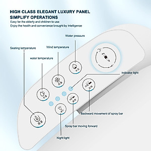 Electric Bidet Toilet Seat - Heated Smart Bidet with 4 Temperature Settings, Self Cleaning Attachment for Home and Hotel Bathrooms(us plug)