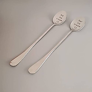 His and Her Gifts Coffee Spoons for Couples Anniversary Valentines Day Gifts for Her Him Birthday Gifts for Boyfriend Girlfriend Ice Cream Spoon Tableware 2pcs
