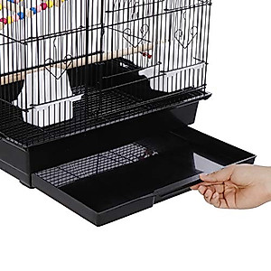 SUPER DEAL 39'' Roof Top Parrot Bird Cage with Toys for Cockatiel Sun Conure Parakeet Finch Budgie Lovebird Canary Large Flight Pet House