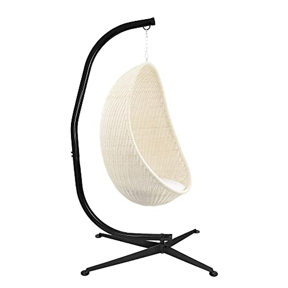 SUPER DEAL Hammock Chair Stand Hanging Swing Frame Egg C Stand Heavy Duty 360 Degree Rotation with Carabiner, 331LBS Capacity Weather Resistant for Indoor Outdoor, Black