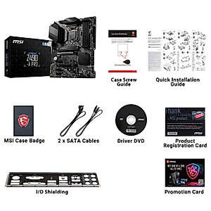 MSI Z490-A PRO ProSeries ATX Motherboard (10th Gen Intel Core, LGA 1200 Socket, DDR4, Dual M.2 Slots, USB 3.2 Gen 2, 2.5G LAN, DP/HDMI)