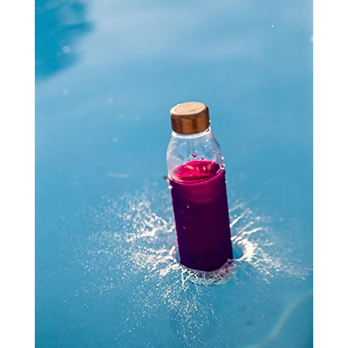 Soma 17 oz. BPA-free Wide Mouth Glass Water Bottle with Silicone Sleeve, Eggplant