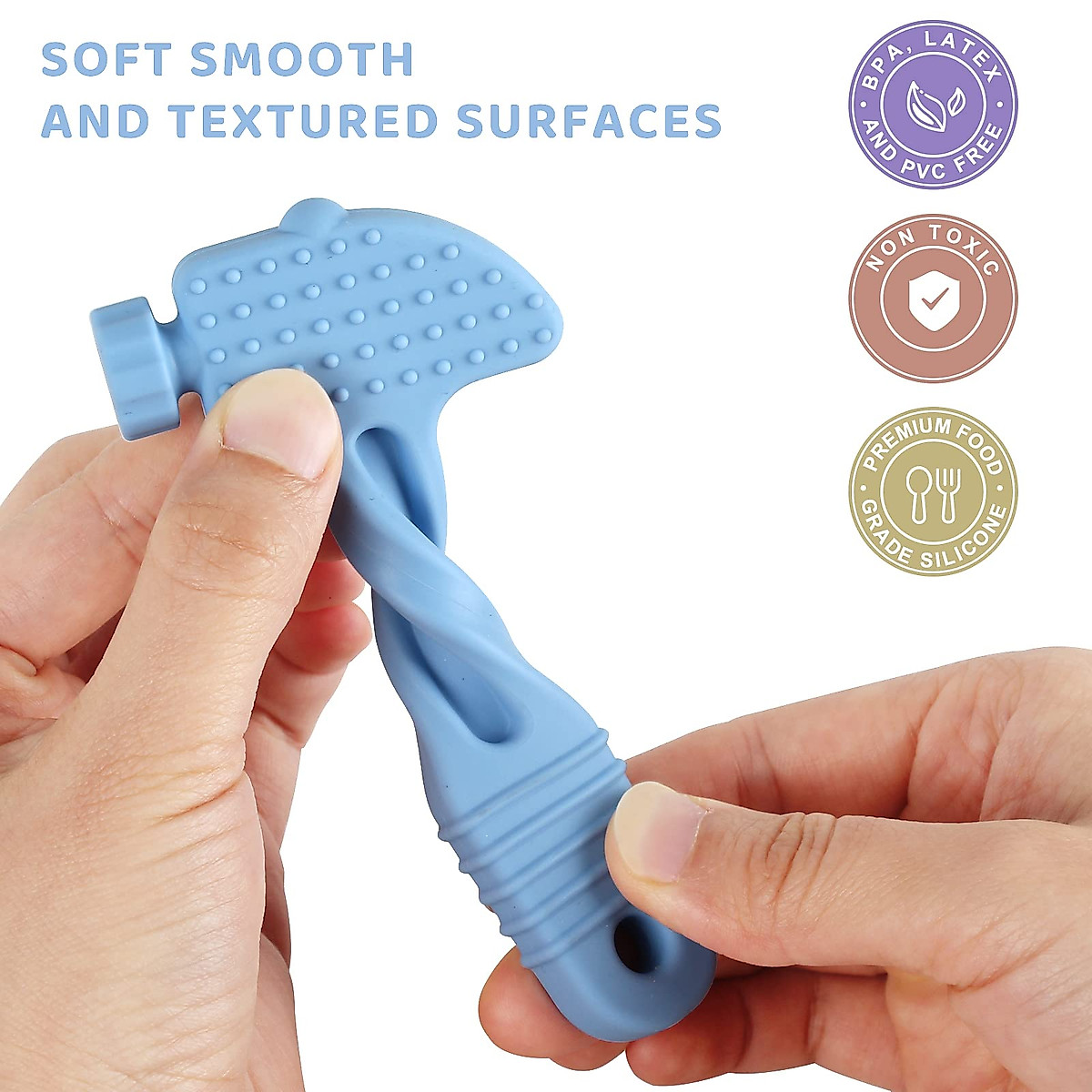 Chuya Baby Teether Toys, Baby Chew Toy for Babies 3-12 Months, Baby Teething Toys Teethers Teething Relief for Infant Toddlers, Hammer Wrench Toys Easy to Hold Silicone BPA-Free (4 Pack)