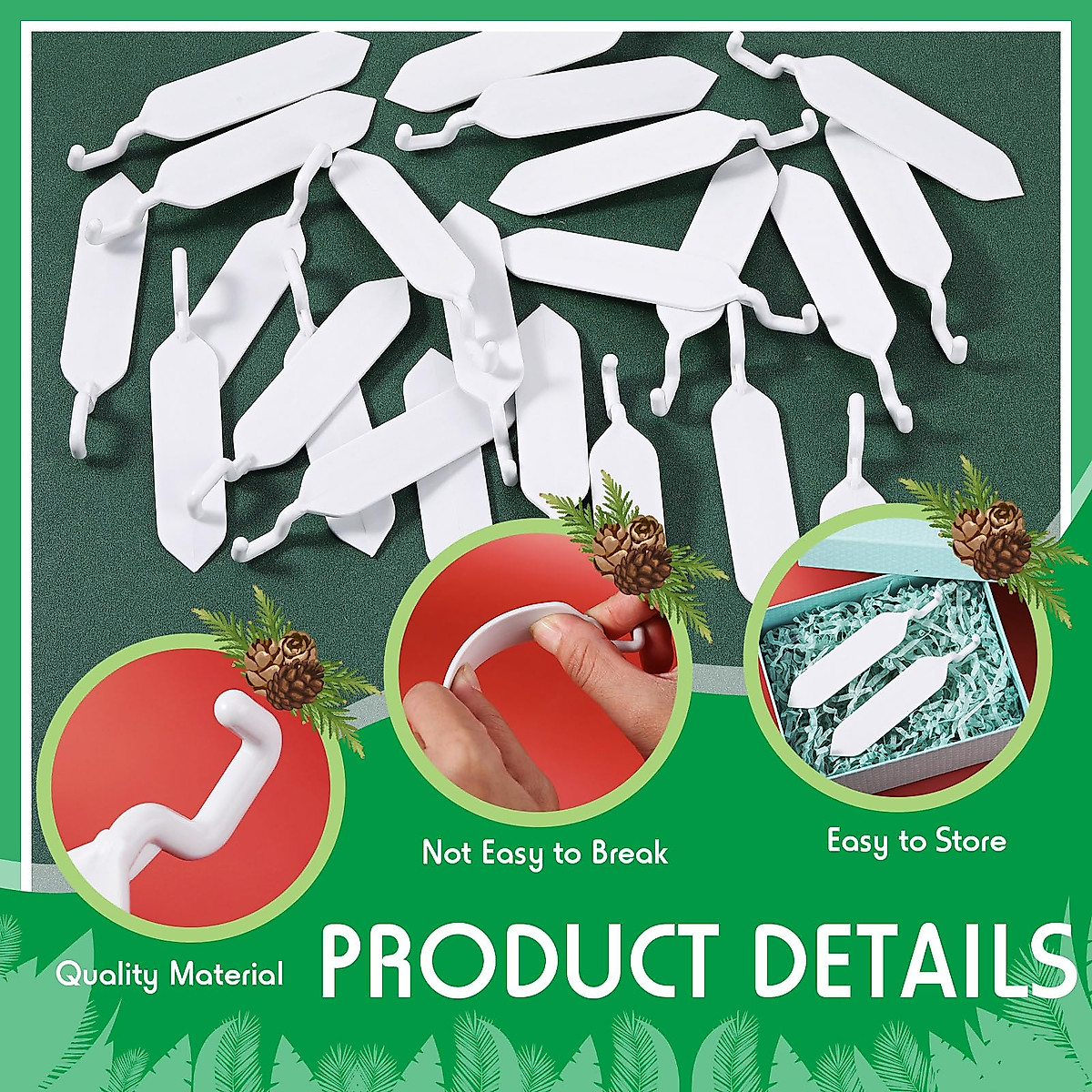 Yinkin Flat 3" Light Hooks Plastic Hooks Christmas Light String Hanging Patio Hook for Solid Insulated Aluminum String Hanging up to 4 Lbs(24 Pcs)