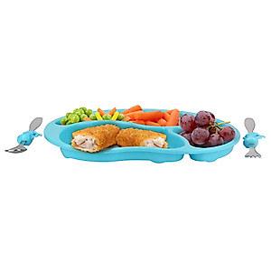 Kids Divided Plate with Utensils - Children's Meal Set with Plate, Fork and Spoon - Mermaid