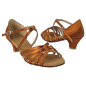 Very Fine Women's Salsa, Latin, Practice Ballroom Dance Shoes - S9216 (S9216 Copper Tan Satin 1.2" Cuban Heel, numeric_6_point_5)