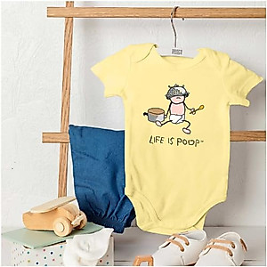 Brisco Brands Life Is Poop Pots And Pans Funny Cute Baby Romper Boys or Girls