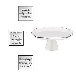Santa Barbara Design Studio Table Sugar Ceramic Pedestal Tray, 11.5" Diameter x 4", White/Black