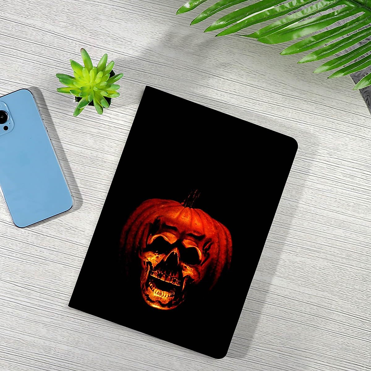 Cool Tablet Case for Samsung Galaxy Tab S7 FE/S8 Plus 2022/S7 Plus Case 12.4 Inch, Horror Movie Pattern Halloween Design Cases, PU Leather Folio Back Cover Funda for SM-X800 X806 T970 T975, Pumpkin 3