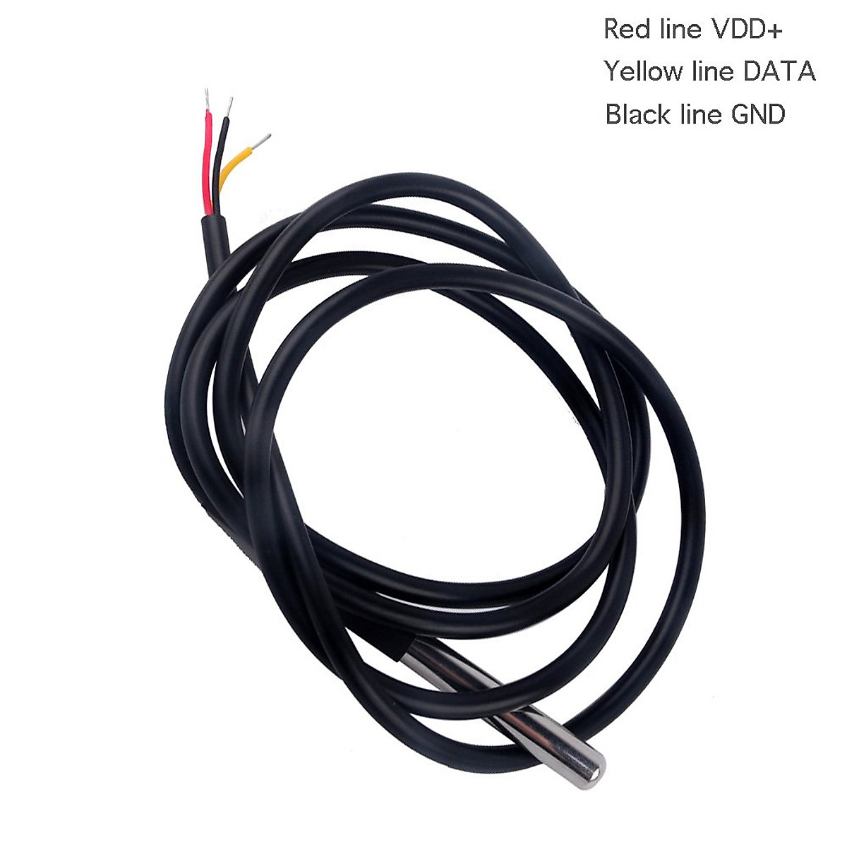 Geekstory 5PCS DS18B20 Temperature Sensor, Waterproof Temp Digital Thermal Stainless Steel Tube Probe 3M 118.1 inch for Raspberry pi, Arduino