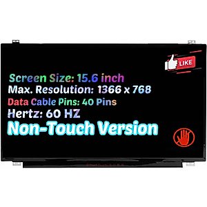 BTSELSS 15.6" Non-Touch Screen Replacement for HP 15-R032DS 15-R034DS 15-R035DS 15-R036DS LCD Display Panel HD 1366 * 768 40 pin (with Tabs)