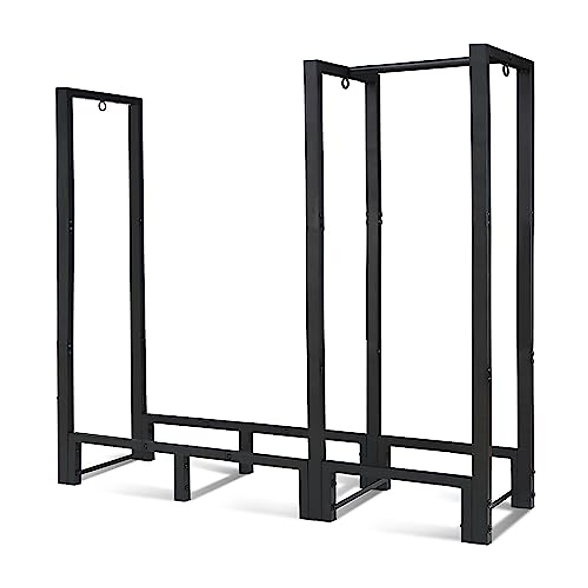 Shomextol 4ft Outdoor Indoor Firewood Rack Holder for Fireplace Wood, Heavy Duty Fireplace Log Holder, Fireplace Fire Pits Wood Pile Storage Holder Lumber Rack, Black