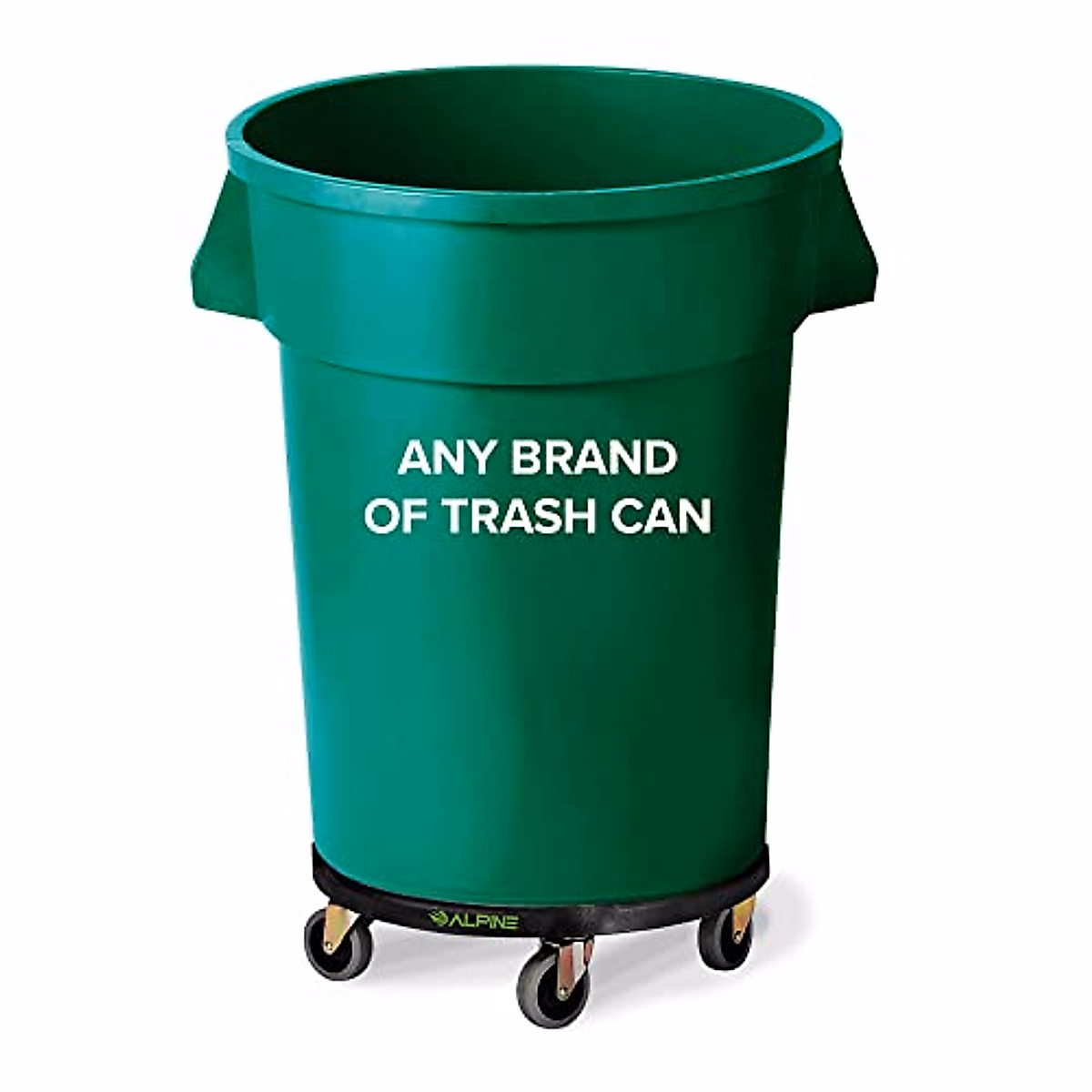 Alpine Rolling Brute Trash Can Dolly - Trash Can Dolly with Wheels/Trash Can Roller Base for Round 20, 32, 44, or 55 Gallon Garbage Bins, Heavy Duty Holds Up to 500lbs (Black)