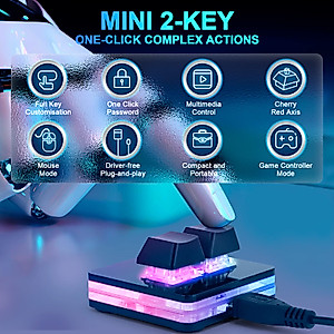 Ecarke Black 2-Key OSU Hot Swap Game Keyboards USB Wired RGB Mechanical Keypad,Autonomous Programming Macro with Software Switches