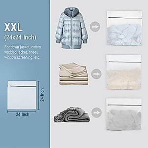 2Pcs Durable Honeycomb Mesh Laundry Bags for Delicates 24 x 24 Inches (2 XX-Large)