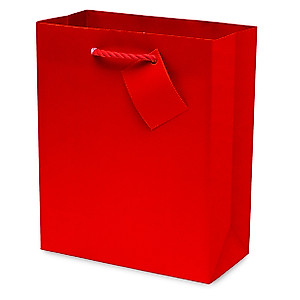 Red Gift Bags - 12 Pack Medium Red Gift Bags with Handles, Gift Wrap Paper Euro Totes for Valentine's Day, Holiday Gift Wrap, Birthday & Wedding, Small Business, Retail & Boutiques, Bulk - 7.5x3.5x9