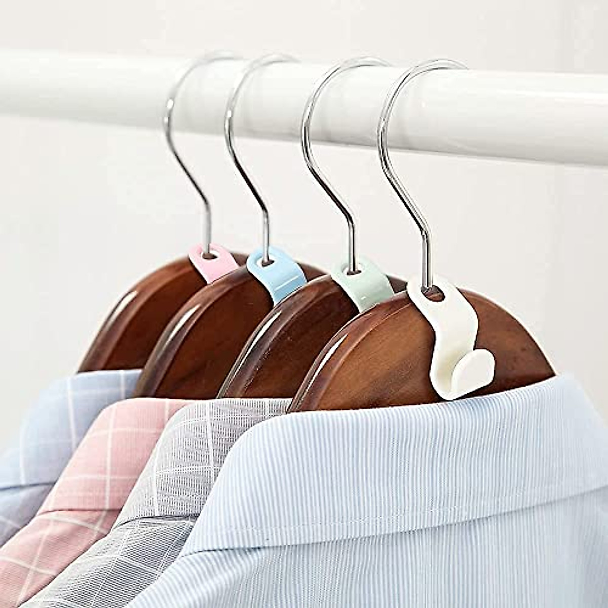 Clothes Hanger Connector Hooks, 100PCS Sturdy Mini Cascading Hanger Hooks, Thickened 20lbs Space Saving Closet Hanger Organizer, Hanger Extender Clips, 5-Color Hanger Connection Hooks for Closet