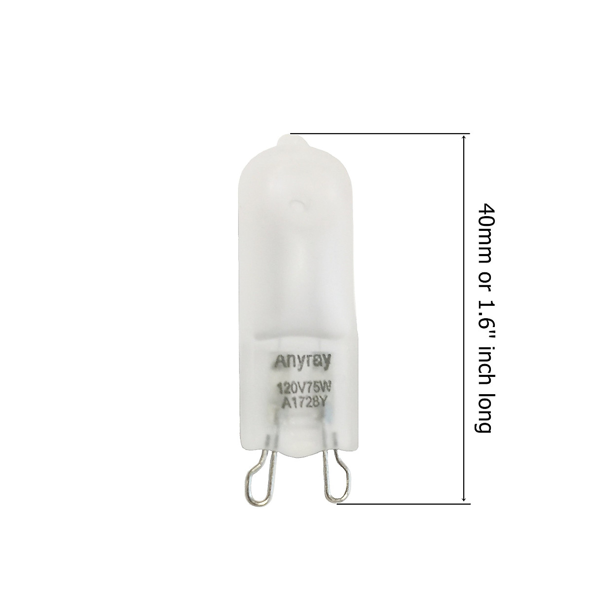 Anyray® A1728F (5)-Pack FROSTED GLASS 75 Watt G9 T4 75W Halogen Bi-Pin 130 Volts 75Watt