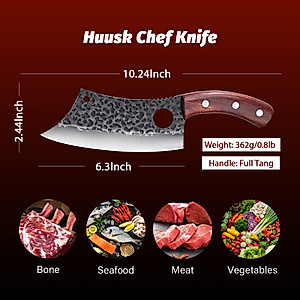 ROCOCO 3PCS Butcher Cleaver Knife Set for Meat Cutting Serbian Chef Knife Viking Boning Cleaver with Sheaths for Kitchen Outdoor BBQ Camping Birthday Father Mother Christmas Gift Idea Men