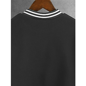 SOLY HUX Boy's Varsity Jacket Letter Star Print Long Sleeve Color Block Baseball Bomber Jacket Coat Black and White Print 11-12Y