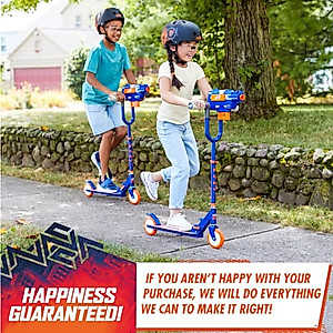 Flybar Nerf Blaster Scooter for Kids - Foldable Scooter, Height Adjustable, 2 Wheels, Anti-Slip Deck, for Boys/Girls, Rear Brake, Outdoor Toy, Shoots nerf Darts, Lightweight/Sturdy Kick Scooter