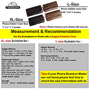 Topstache Leather Phone Holster with Belt Clip,Two Pockets Phone Pouch, Leather Card Holder,Wallet for Cash and Phone, Phone Pouch for iPhone 13 Pro Max,S22 Ultra with Magnetic Closure,XL,Darkbrown