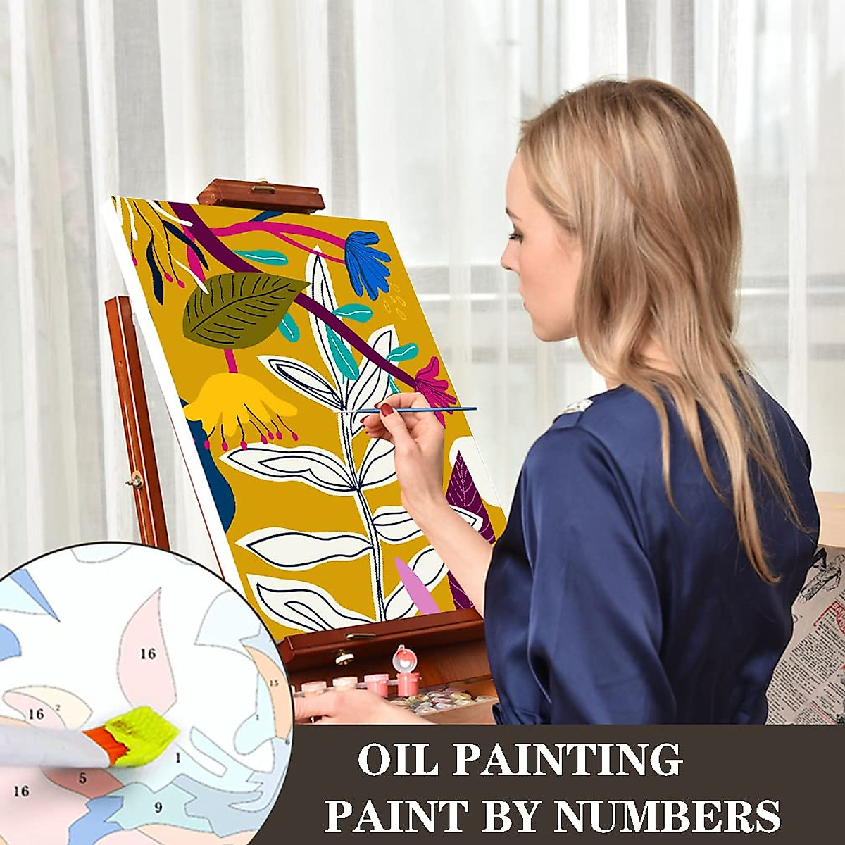 FQOVKYN 6 Pack Paint by Numbers for Adults- DIY Acrylic Painting Paint by Numbers Kits on Canvas Without Frame, Simple Flower Oil Painting for Home Wall Decor 9.8X13.8inch