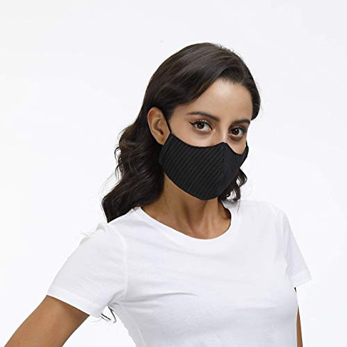 CAXXA 2 PK 3 Layer Silver Ion Fiber Washable & Reusable Cotton Face Cover with Adjustable Ear-Loop Unisex for Cycling Camping Travel- Black