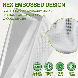 Vacuum Sealer Bags - 6" x 20' (3 Rolls), Reusable & Sous Vide, Commercial Grade, Embossed Texture, BPA-Free, Food Saver Vacuum Sealer Bags Rolls for Packing, Freezer & Cooking Storage