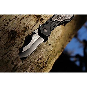 Smith & Wesson M&P SWMP1B 7.1in High Carbon S.S. Assisted Folding Knife with 2.9in Clip Point Blade and Aluminum Handle for Tactical, Survival and EDC,Black