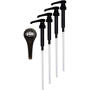 By The Cup Universal Black Coffee Syrup Pump (Pack of 4) - Fits Upouria, Torani Syrups, Davinci, Monin (1L Plastic Only)