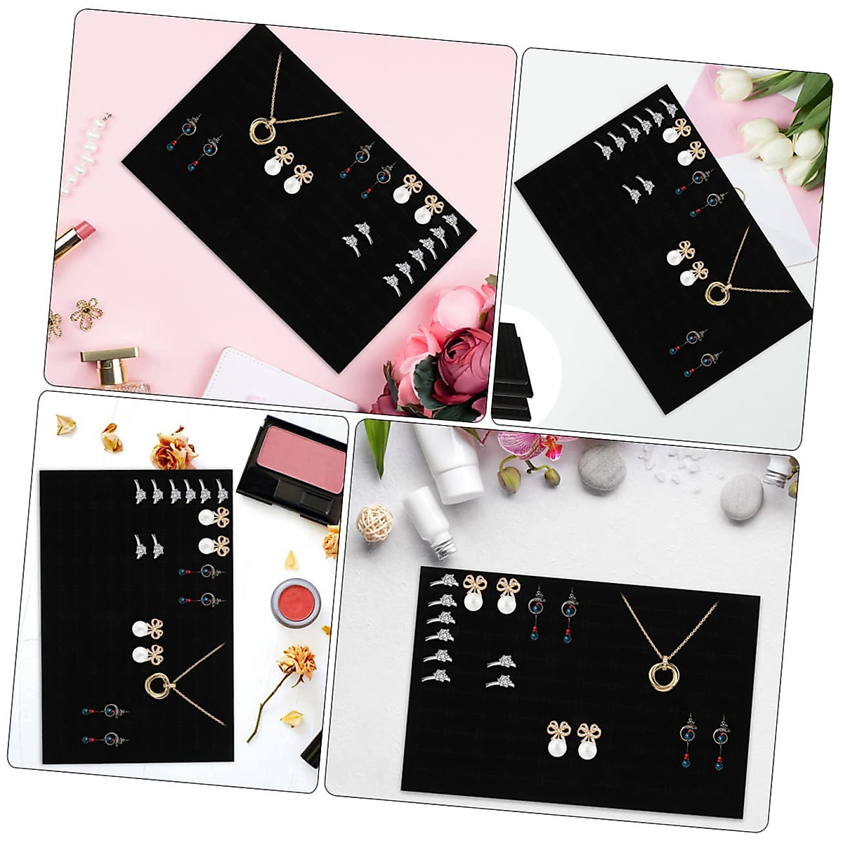 EXCEART 6 pcs Pad Tray Earrings Black Necklace Earring Selling Organizer Holder Storage Rings Sponge Ring Insert Mats Foam Showcase Pads Slots Jewelry Trays for Holders Display with