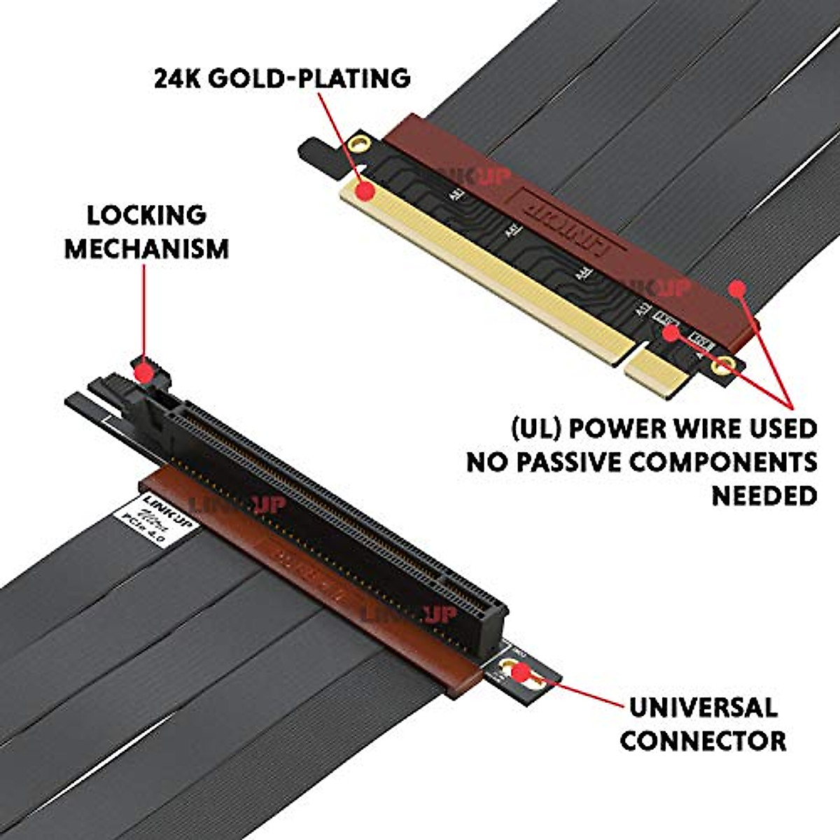 LINKUP - Ultra PCIe 4.0 X16 Riser Cable [RTX4090 RX6950XT x570 B550 Z690 Tested] Shielded High-Speed Vertical Mount Gaming PCI Express Gen4┃Universal 90 Degree Socket {10cm / 3.9"} 3.0 Gen3 Compatible