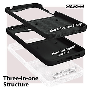 oakxco for Samsung Galaxy Z Flip 5 Phone Case Liquid Silicone Grip, Cute Thin Slim Soft Rubber TPU Plain Smooth Gel Cover for Women Girl Aesthetic Design, Matte Solid Protective & Shockproof, Black