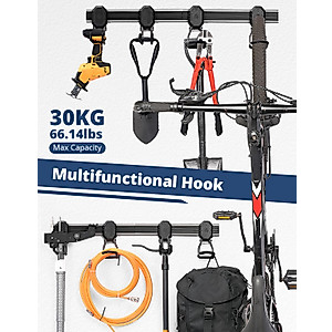 DEERFAMY 4 Pack Garage Storage Organization, Heavy Duty Wall Mount Garage Tool Organizer Support 66lbs, For Organizer Garden Yard Tool, Bikes