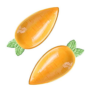 OSALADI 2pcs Ceramic Candy Dish Carrot Shape Bowl Easter Dishes Appetizer Plates Cereal Bowl Salad Bowl Yogurt Bowl Soup Dessert Serving Bowl for Kids Children 15.5X7X3cm KS1541OG2602SGT41LBH6QR 0