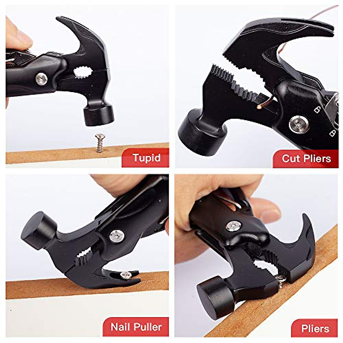 Gifts for Men Dad, Valentines Day, Tools for Men, Grandpa Husband Boyfriend, Cool Unique All in 1 Mini Multitool Stainless Steel Hammer, Saw, Bottle Opener, Gadgets for Garden