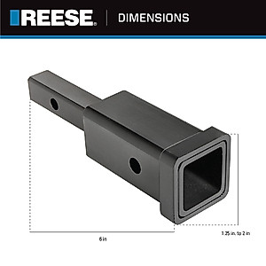 Reese Towpower 7020500 1-1/4" to 2" Receiver Adapter - 6" Long , Black