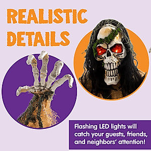 JOYIN Halloween Decoration Animated Zombie Groundbreaker, Light-up Skeleton Zombie Groundbreaker Prop with Creepy Sound for Halloween Outdoor, Lawn, Yard, Patio Decoration, Haunted House Decoration
