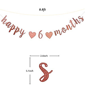 Rose Gold Glitter Happy 6 months Banner, Half Way to One Bunting Garlands, Happy 1/2 Birthday/Anniversary Party Decoration Supplies
